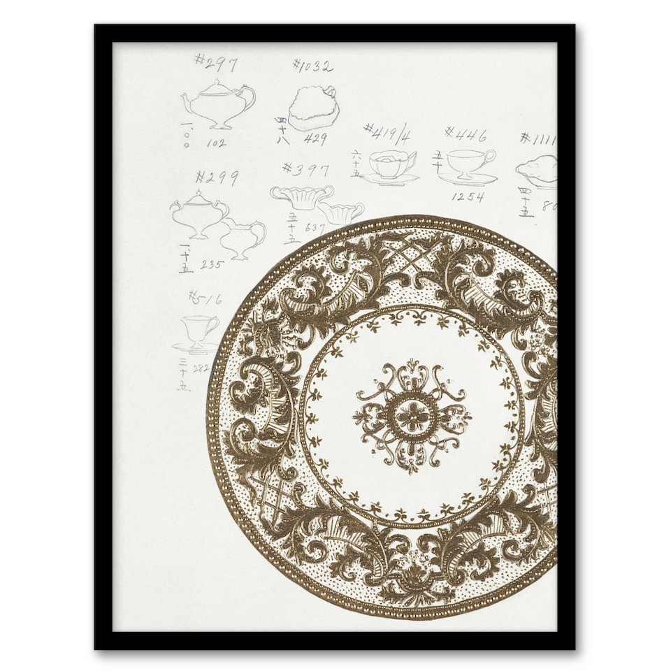 Vintage Filigree Design For Plate Kitchen Framed Wall Art Print ...