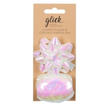 Glick Iridescent White Bow and Curling Ribbon Multipack for Gift ...