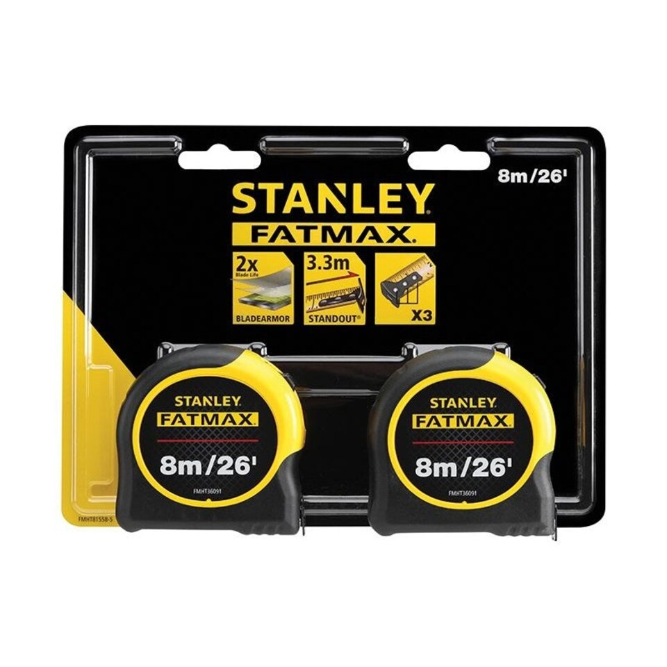 Stanley Hand Tools Fatmax Classic Tape Twin Pack 8m/26ft (width 32mm ...