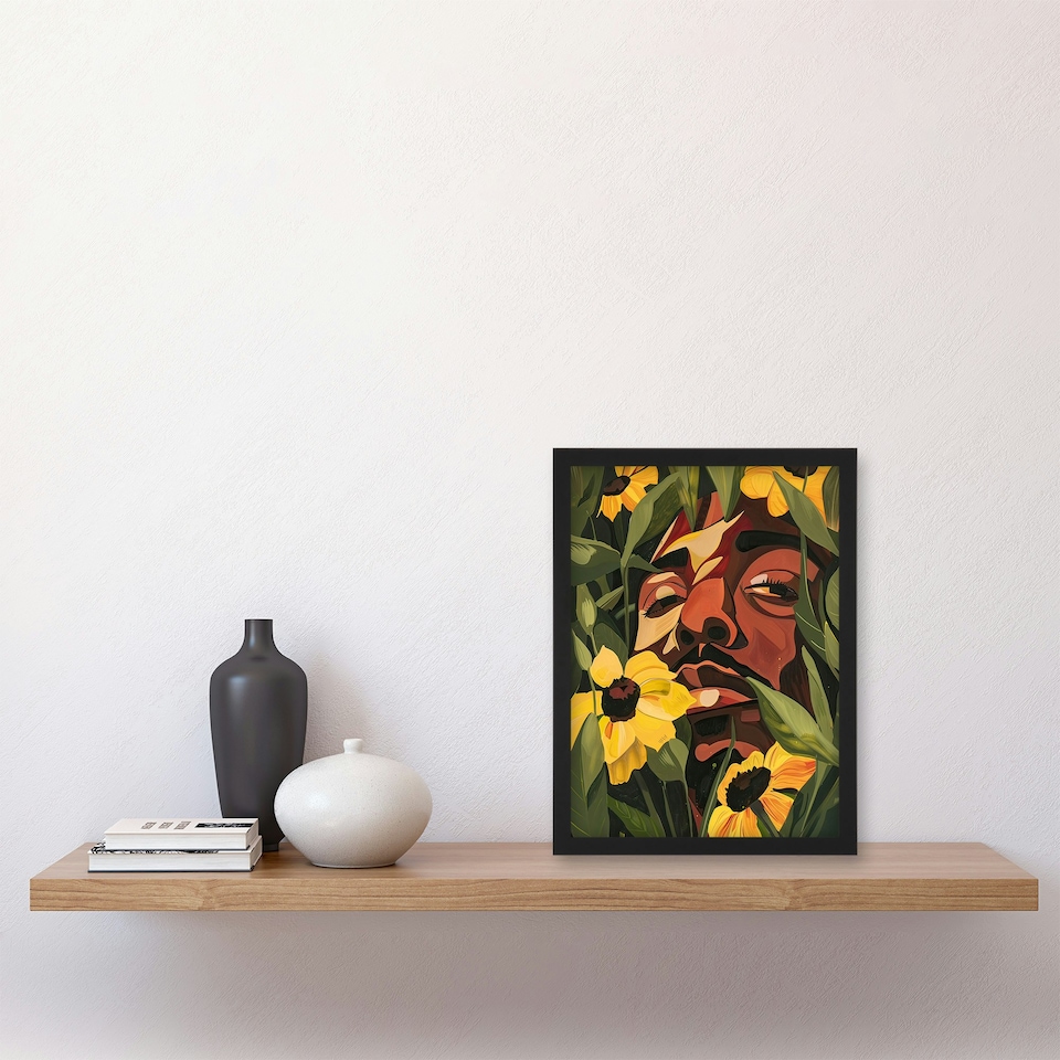 Rapper Yellow Flowers Music Portrait Living Room Black Framed Wall Art ...