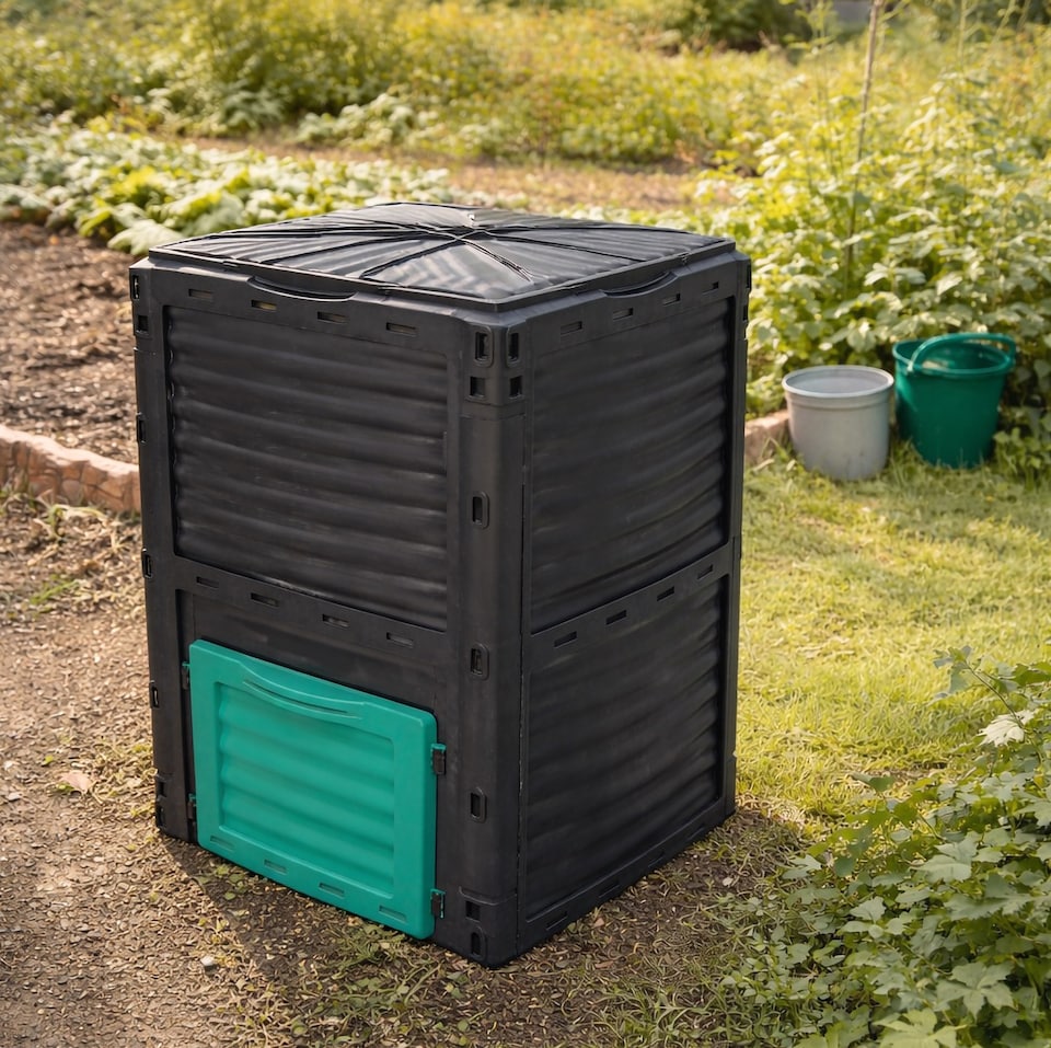 Primrose Large Plastic Garden Compost Bin Composter with Lid 300L ...