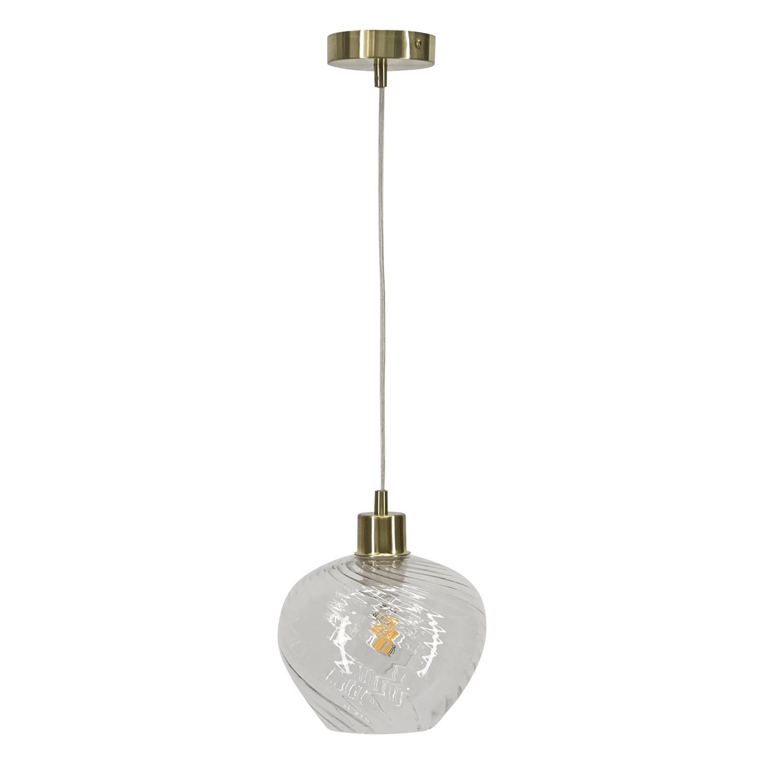 Bradson - Clear Swirl Glass with Satin Brass Pendant Fitting | Clear ...