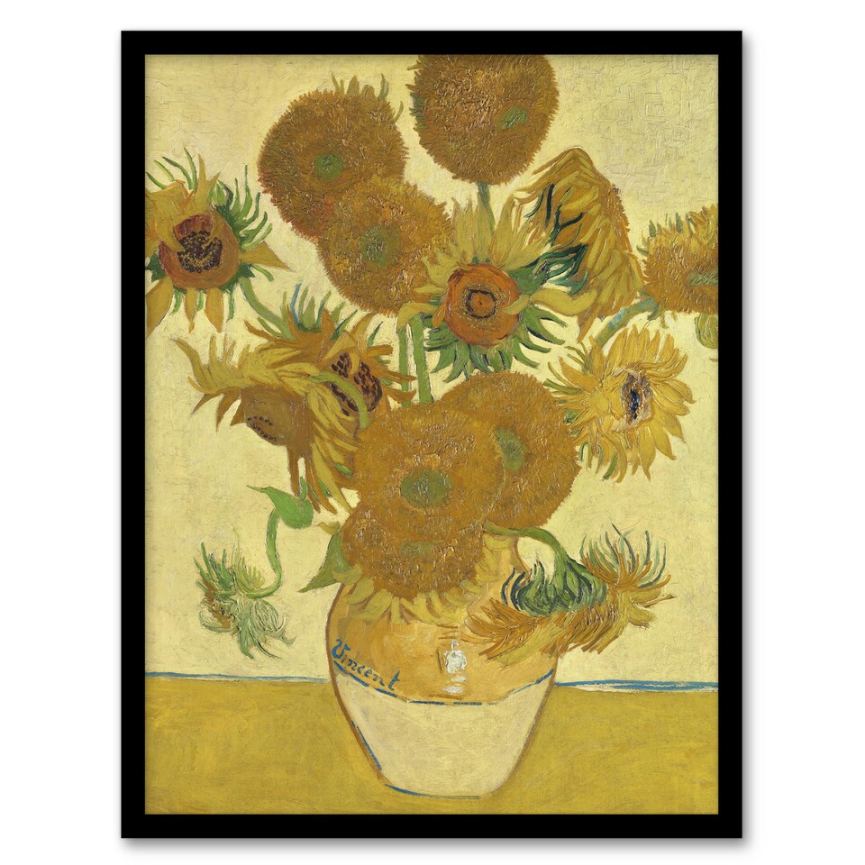 Sunflowers 1888 Floral Painting Van Gogh Vintage Framed Wall Art Print ...