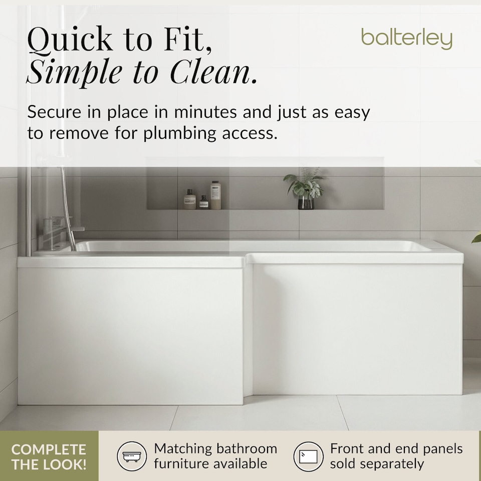 1800mm Waterproof Square Shower Bath Front Panel - Gloss White - Tesco ...