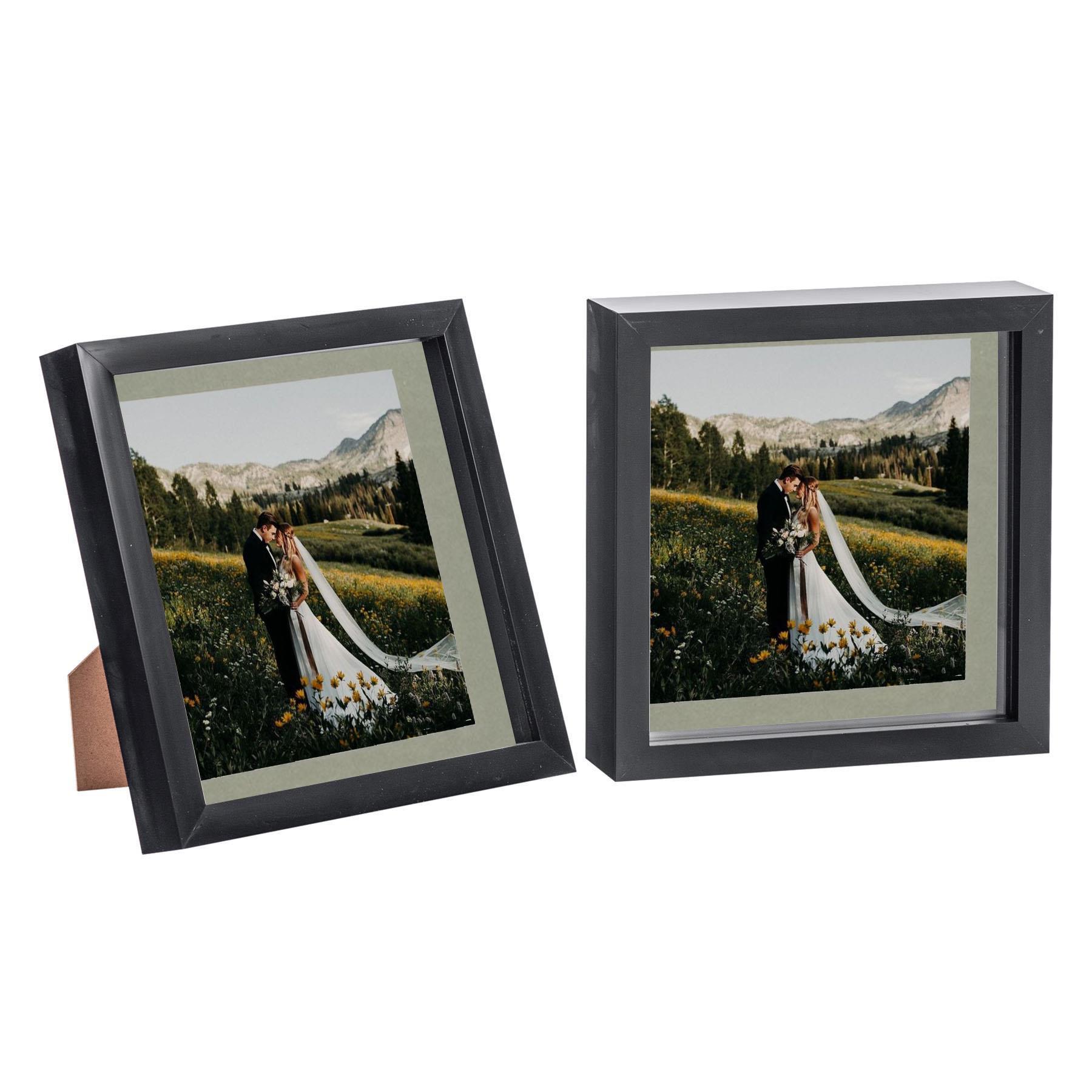 Nicola Spring 8 x 8" Photo Frames - Black/Grey Mount - 3D Picture Frame ...