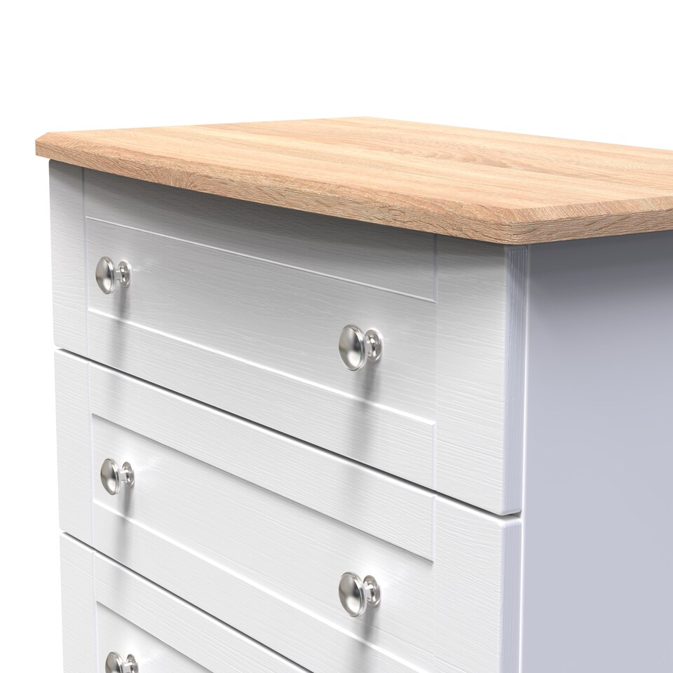 Cumbria 3 Drawer Chest of Drawers in White Ash & Bardolino Oak (Ready ...