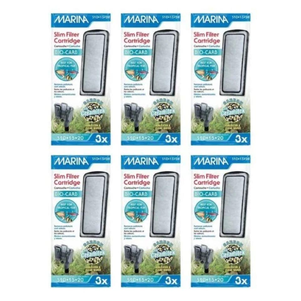 Marina Bio-Carb Slim Filter Tropical Cartridge 3pcs (Bundle of 6 ...