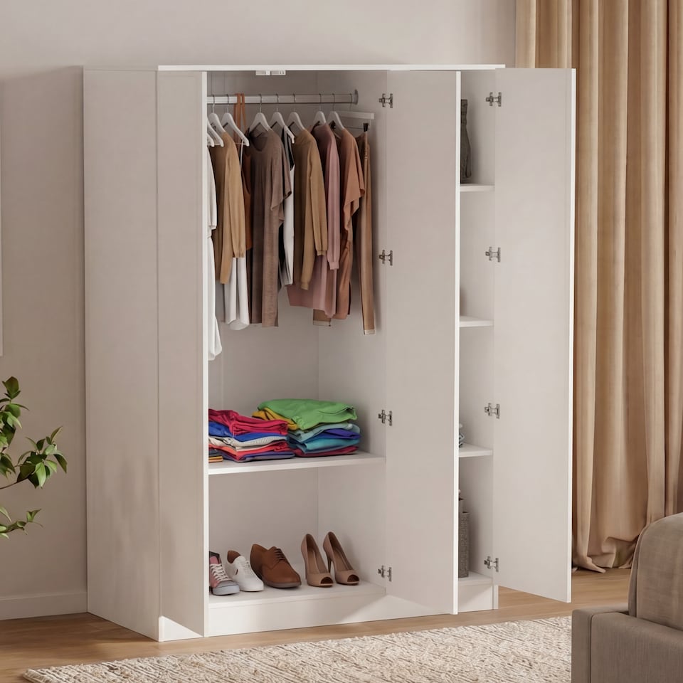 Vida Designs Denver 3 Door Mirrored Wardrobe, White - Tesco Groceries