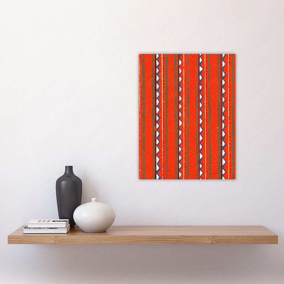 Red Geometric Textile Pattern Vintage Japan Wall Art Print Korin 12x16 ...
