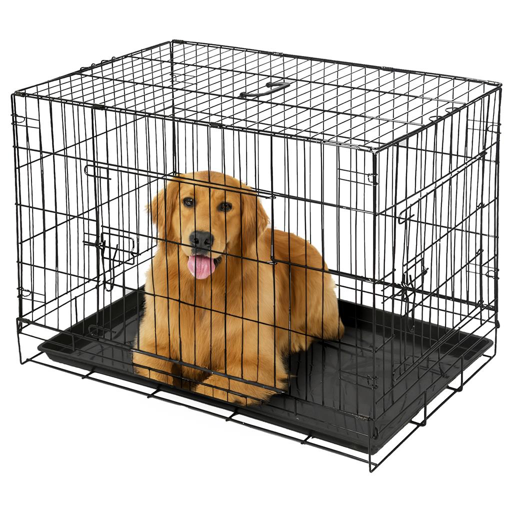 Harbour Housewares 2 Door Metal Dog Crate with Removable Tray - Large ...