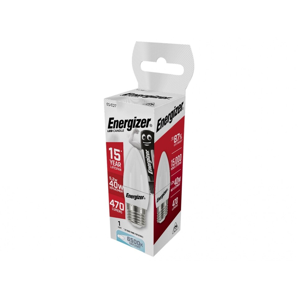 Energizer Led Es (e27) Opal Candle Non-dimmable Bulb, Daylight 470 Lm 5 ...