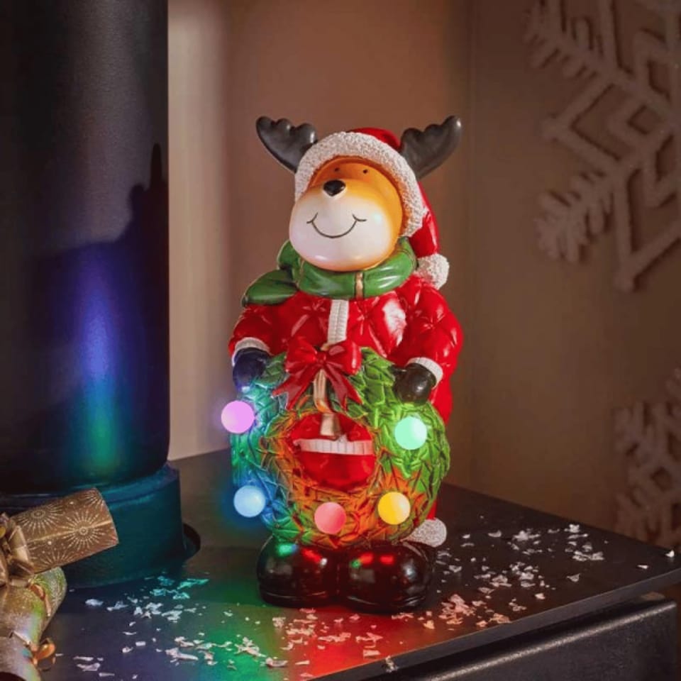 25cm Light up Rudy Rudolph Christmas Hand Painted Decoration with LEDs ...