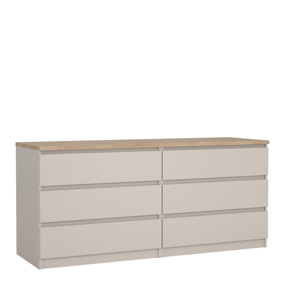 Naia Wide Chest of 6 Drawers (3+3) in Cashmere Jackson Hickory - Tesco ...