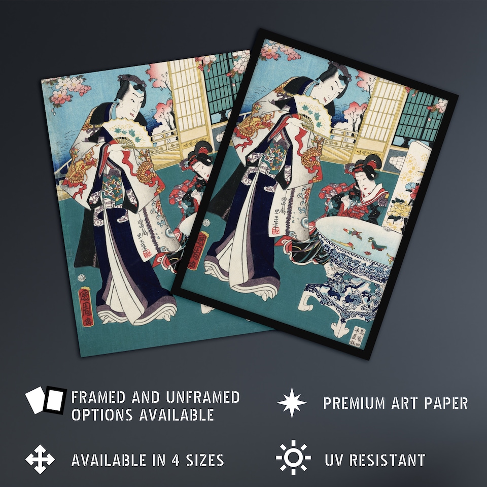 Spring Outing in a Villa Japan Framed Wall Art Print Toyohara Kunichika ...