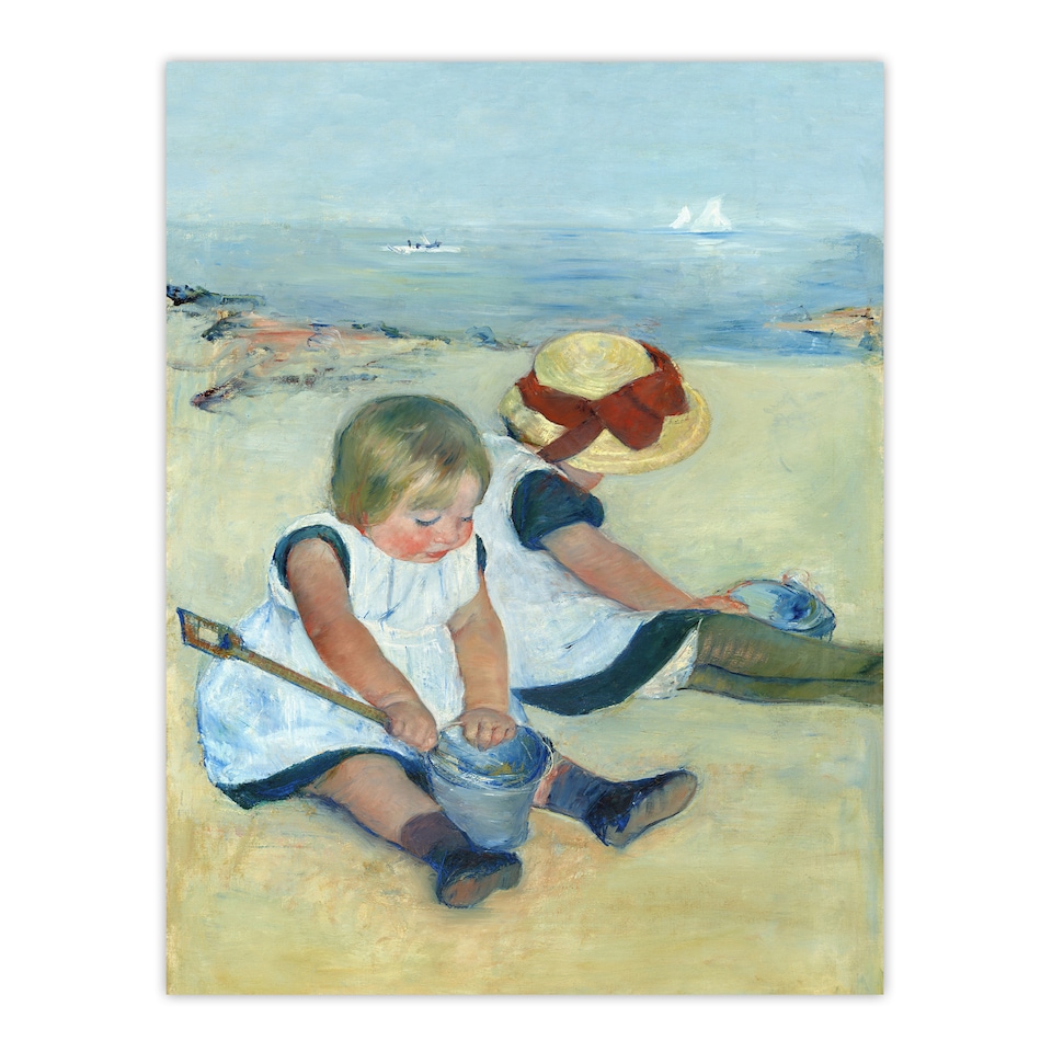 Children Playing on the Beach Cassatt Vintage Huge Wall Art Print 18X24 ...