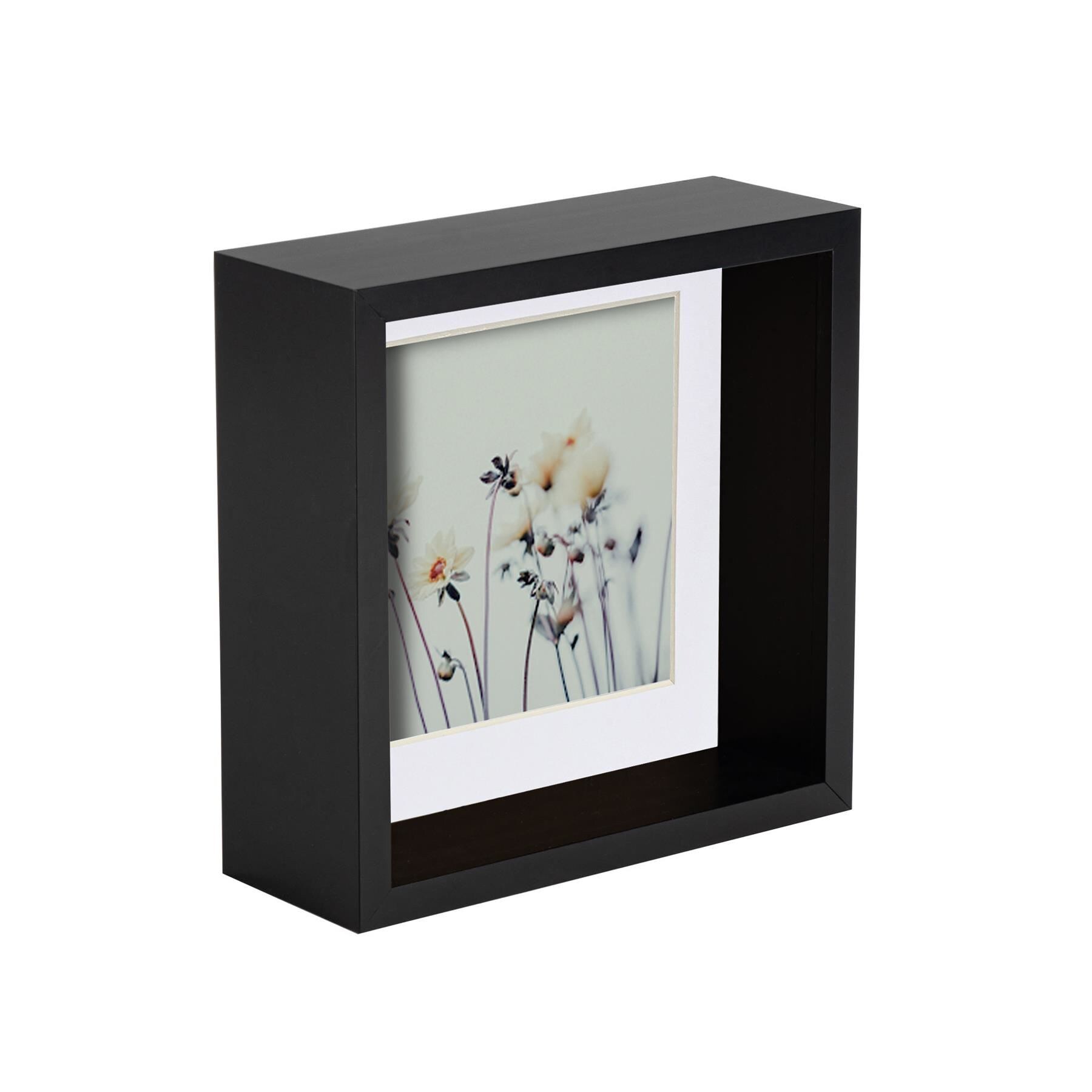 Nicola Spring 6 x 6" Deep Photo Frame - Black/White Mount - 3D Deep Box ...
