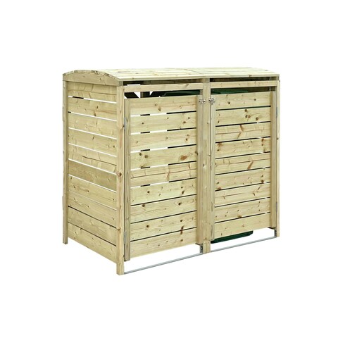 FSC Certified Double Wooden Wheelie Bin Storage Unit Dustbin - Pressure ...