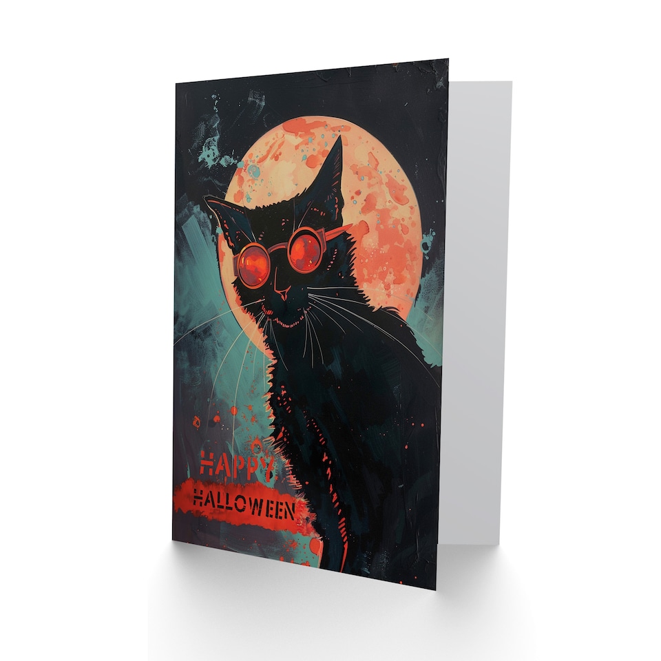 Goggles Kitty Moon Cat Lover Vintage Pulp Sci Fi Halloween Card - Tesco ...