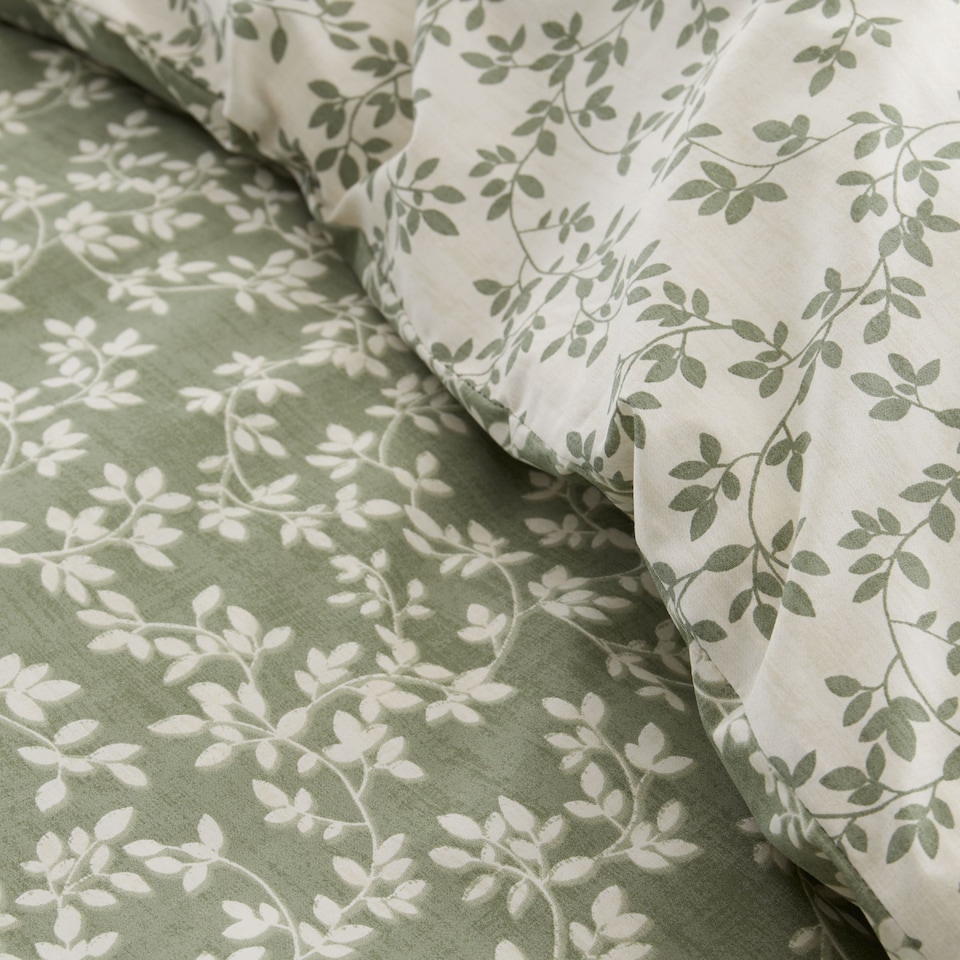 Shadow Leaves 200 Thread Count Cotton Reversible Duvet Cover Set ...