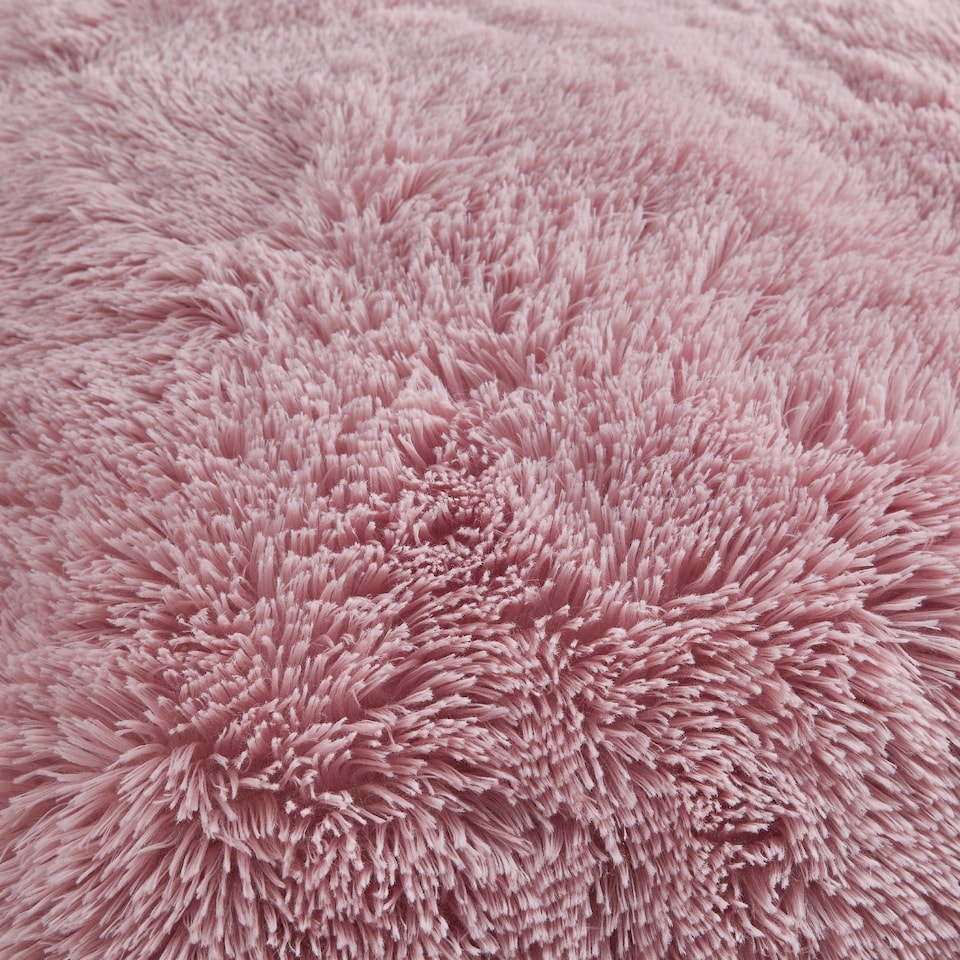 Cuddly Deep Pile Faux Fur Duvet Cover Set | Pink | Blush Pink | Single ...