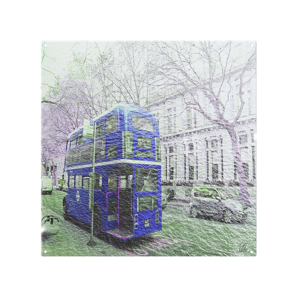 London Bus Behind Blue Splash Back | White - Tesco Groceries