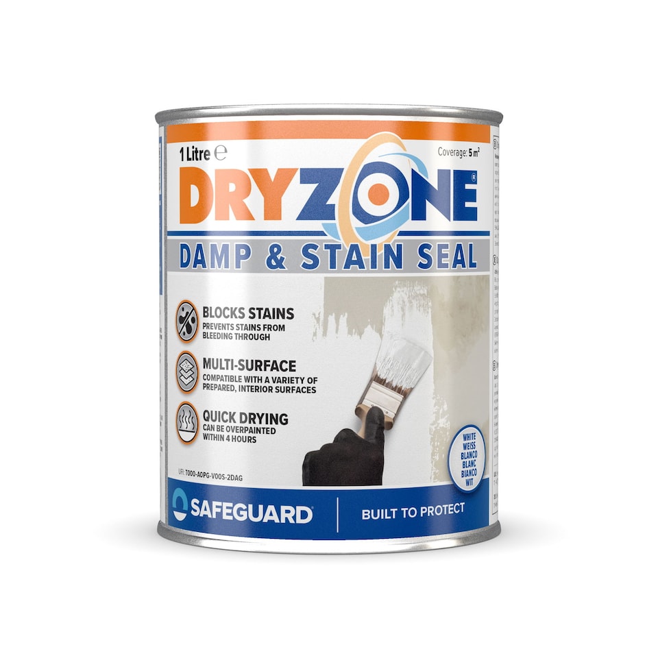 Dryzone White Stain Seal & Damp-Proof Paint (1L) - One Coat Blocker for ...