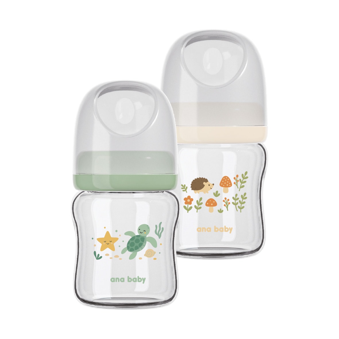 Ana Baby Glass Feeding Bottles, 2 Pack, Available in 120ml or 240ml ...