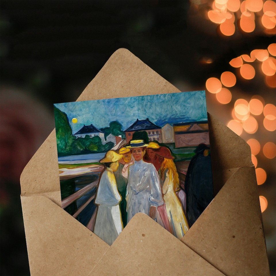 Edvard Munch Art Card Group of Women On the Bridge - Tesco Groceries