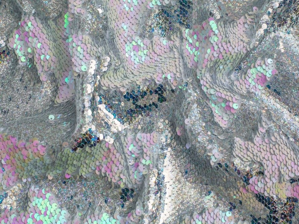 Minerva Core Range Silver Reversible Flip Sequin Mesh Fabric for ...