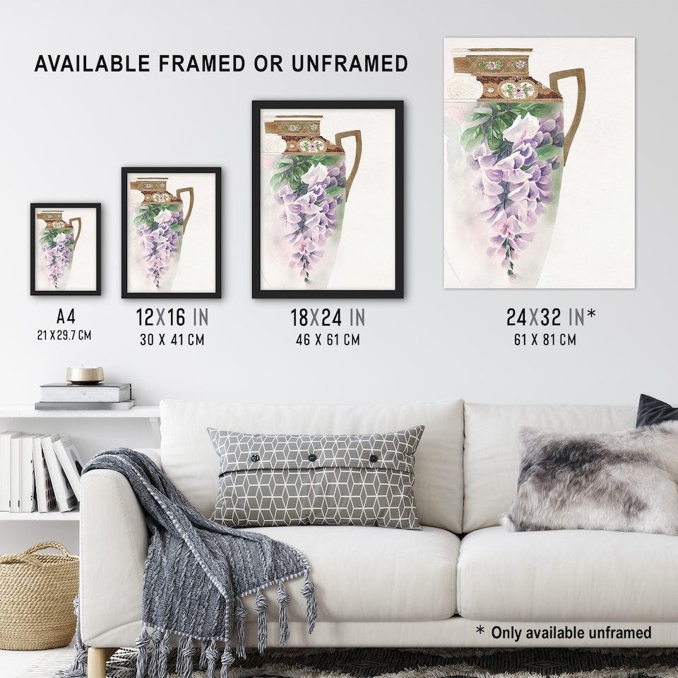 Vintage Floral Design For Ewer Vintage Wall Art Print Noritake 24x32 ...