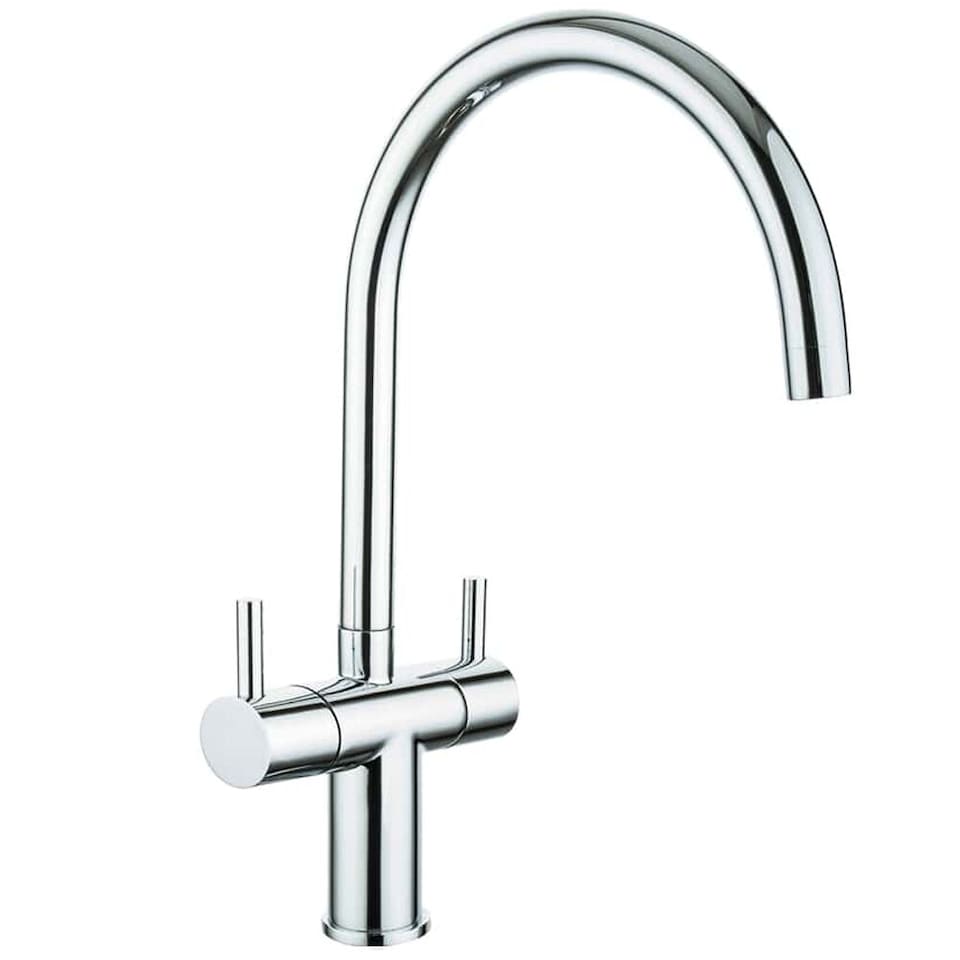 Traditional Dual Handle Kitchen Mixer Tap, Chrome - Tesco Groceries