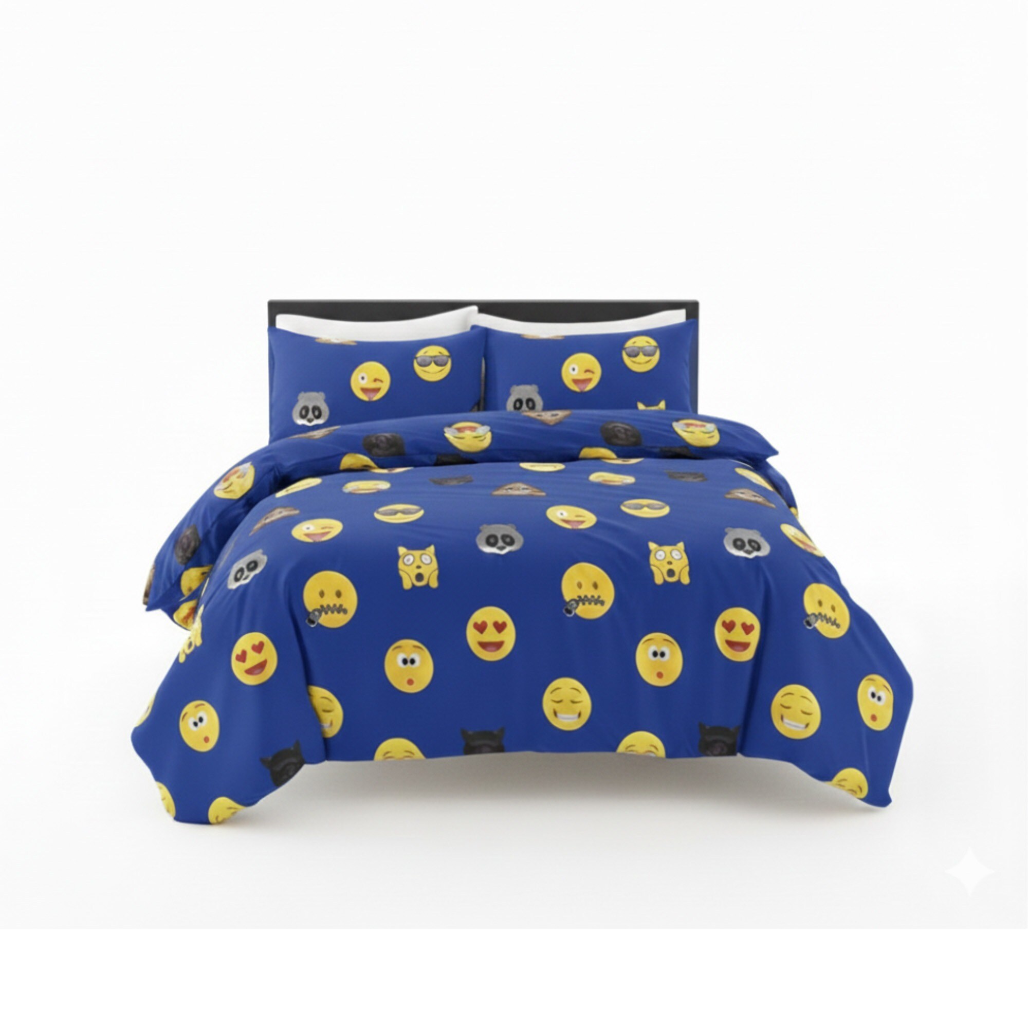 Emoji Print Duvet Cover Set Cool Playful Bedding with Pillowcases ...