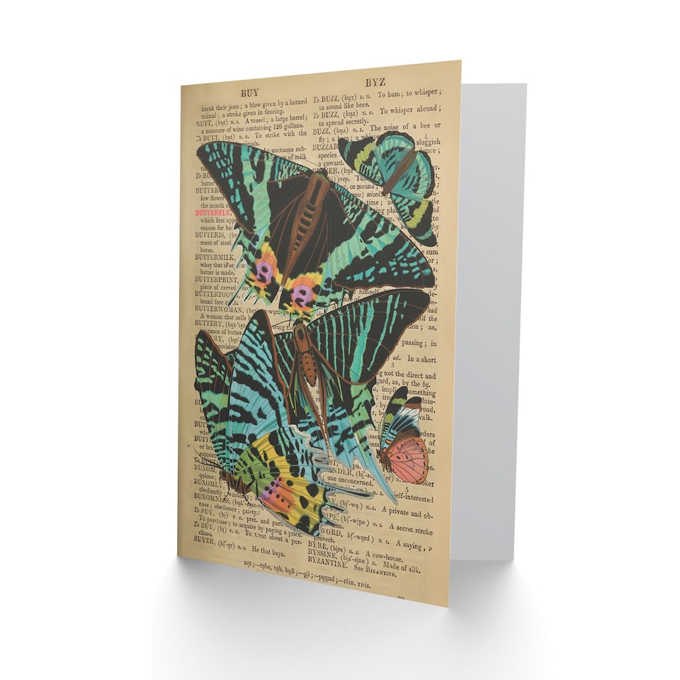 Birthday Upcycle Dictionary Butterflies Insect Bright Greetings Card ...