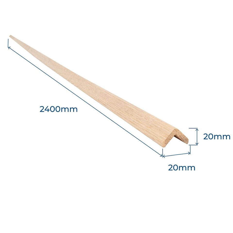 Snowdon Timber Hardwood Oak Angle Moulding (T) 20mm (W) 20mm (L) 2400mm ...