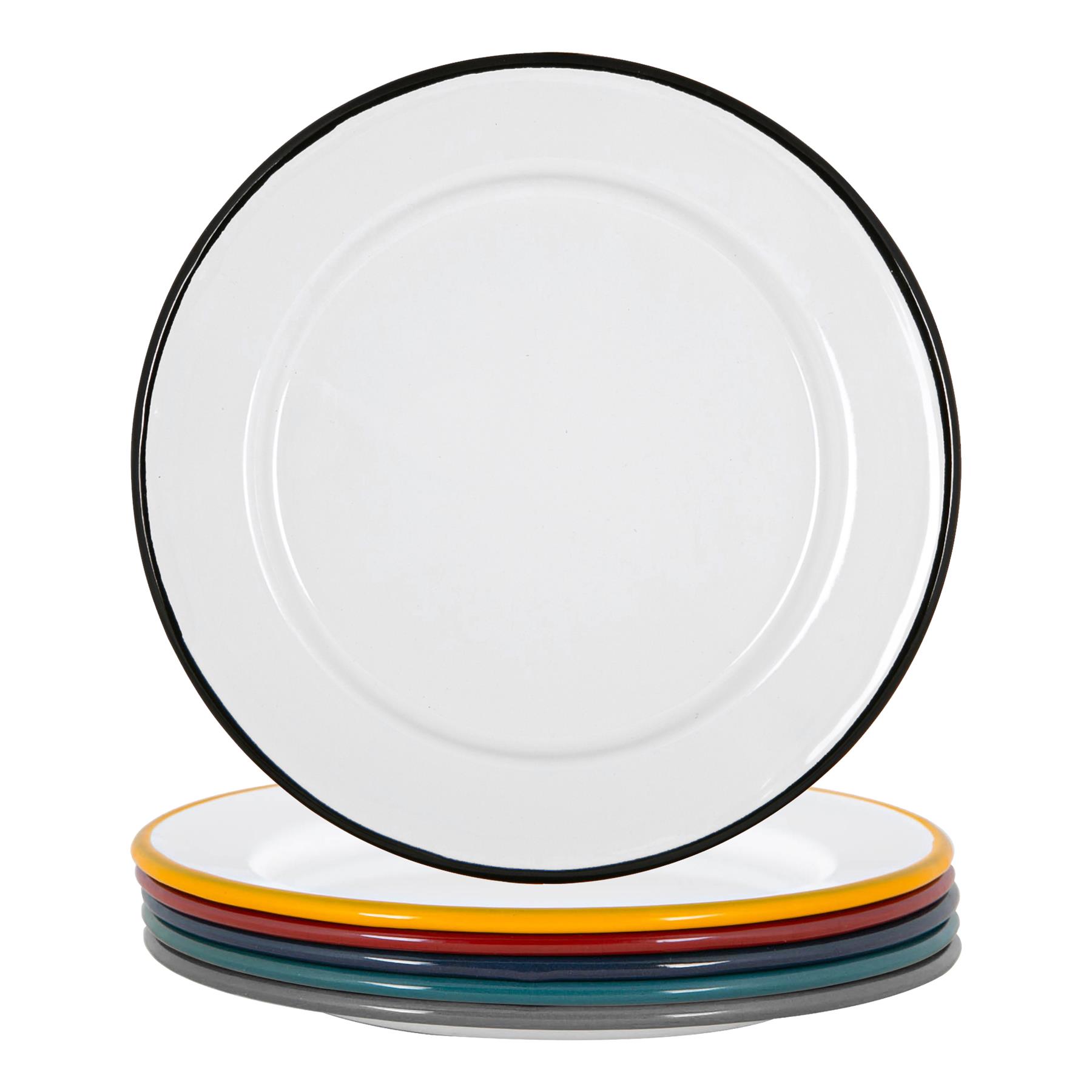 Argon Tableware 20cm Enamel Side Plates - Coloured Rim - Set of 6 ...