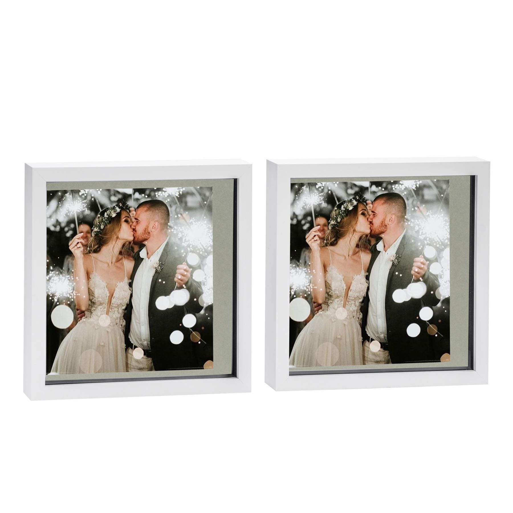 Nicola Spring 10 x 10" Photo Frames - White/Grey Mount - 3D Picture ...