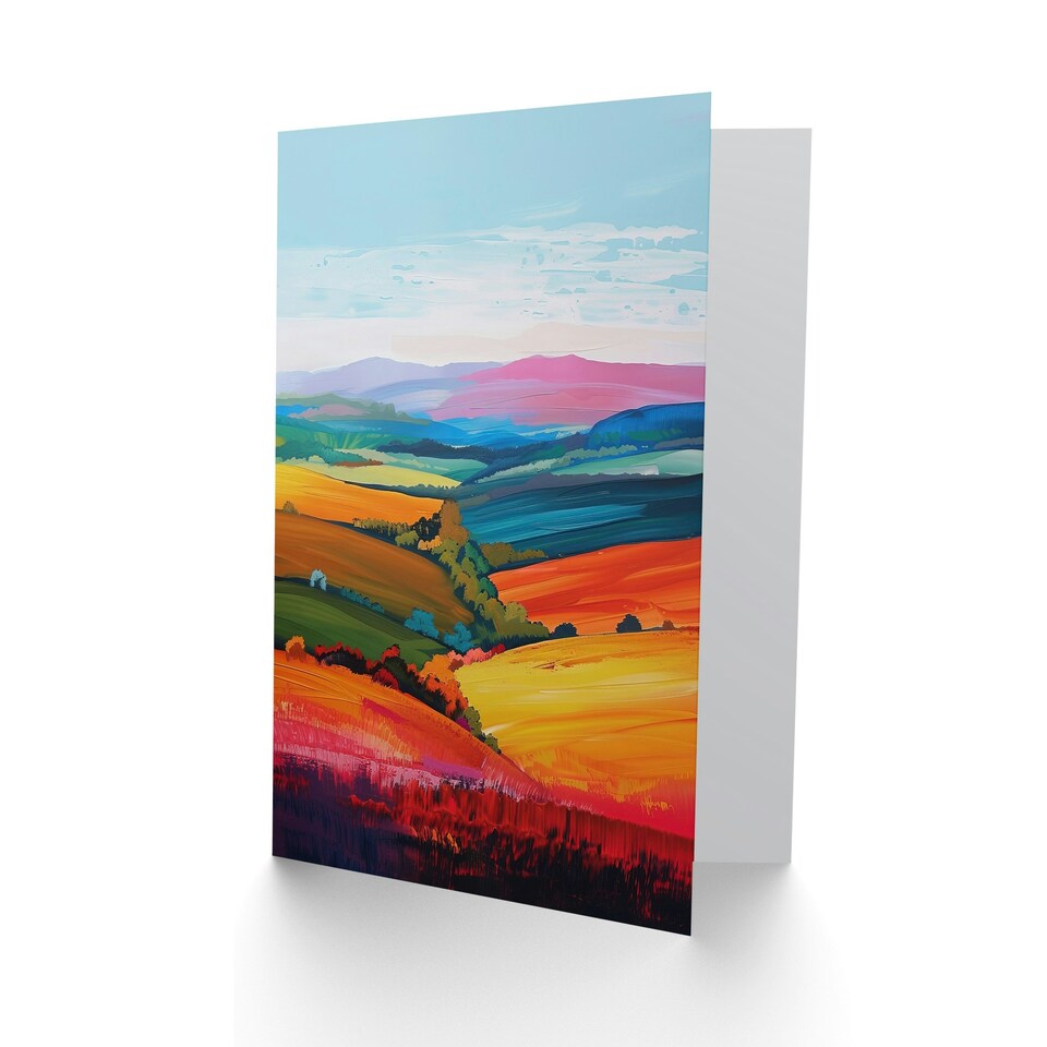 Colourful Country Fields Rainbow Landscape Him Her Birthday Card ...