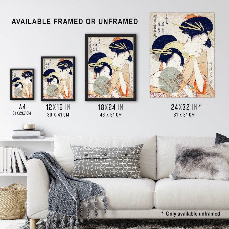Women Courtesans Portrait Vintage Japan Wall Art Print Kitagawa 18x24 ...