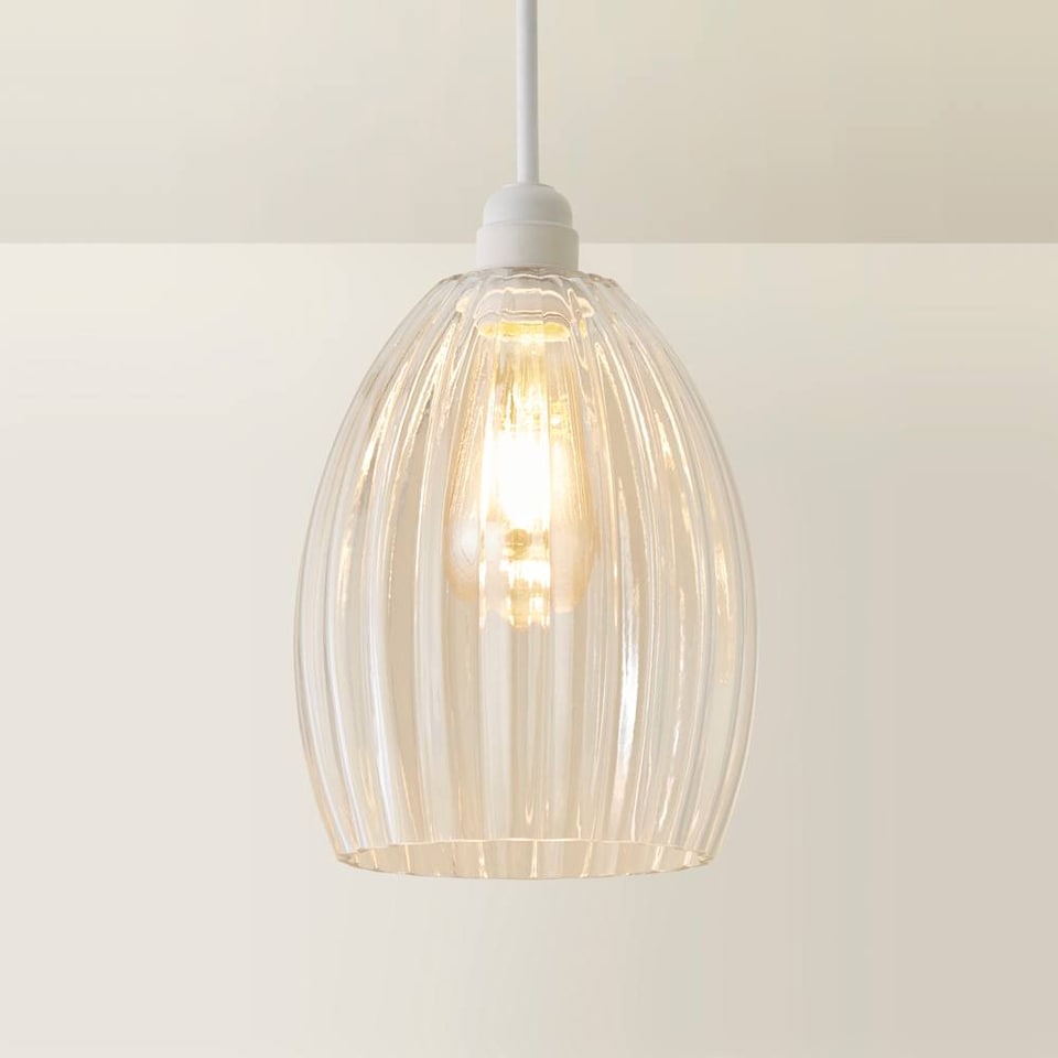ValueLights Cheltenham Clear Ribbed Ceiling Light Shade | Clear - Tesco ...