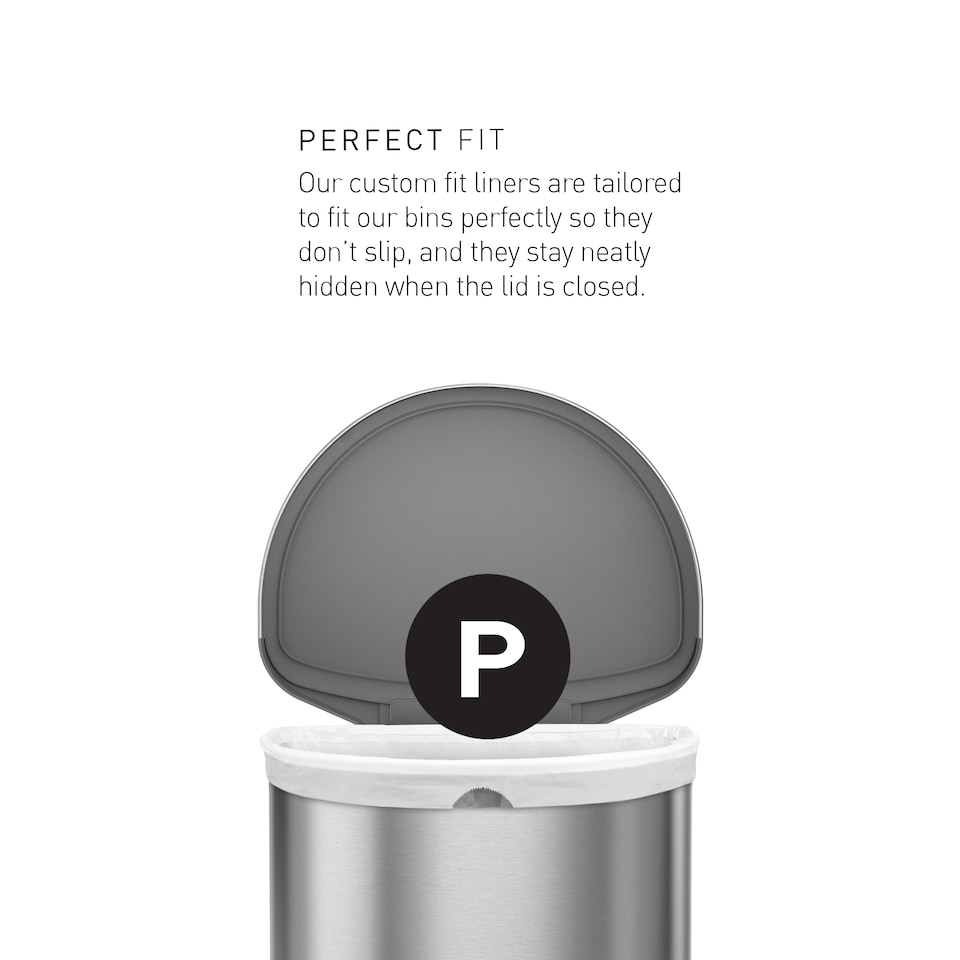 Simplehuman 60L Code P Bin Liners, 50% Recycled Custom Fit Bin Bags, Pack of 100 | White | Code ...