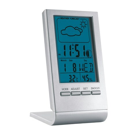 MidOcean Sky Digital Desk Clock - Silver - 10.5cm x 5.5cm x 5cm Silver ...