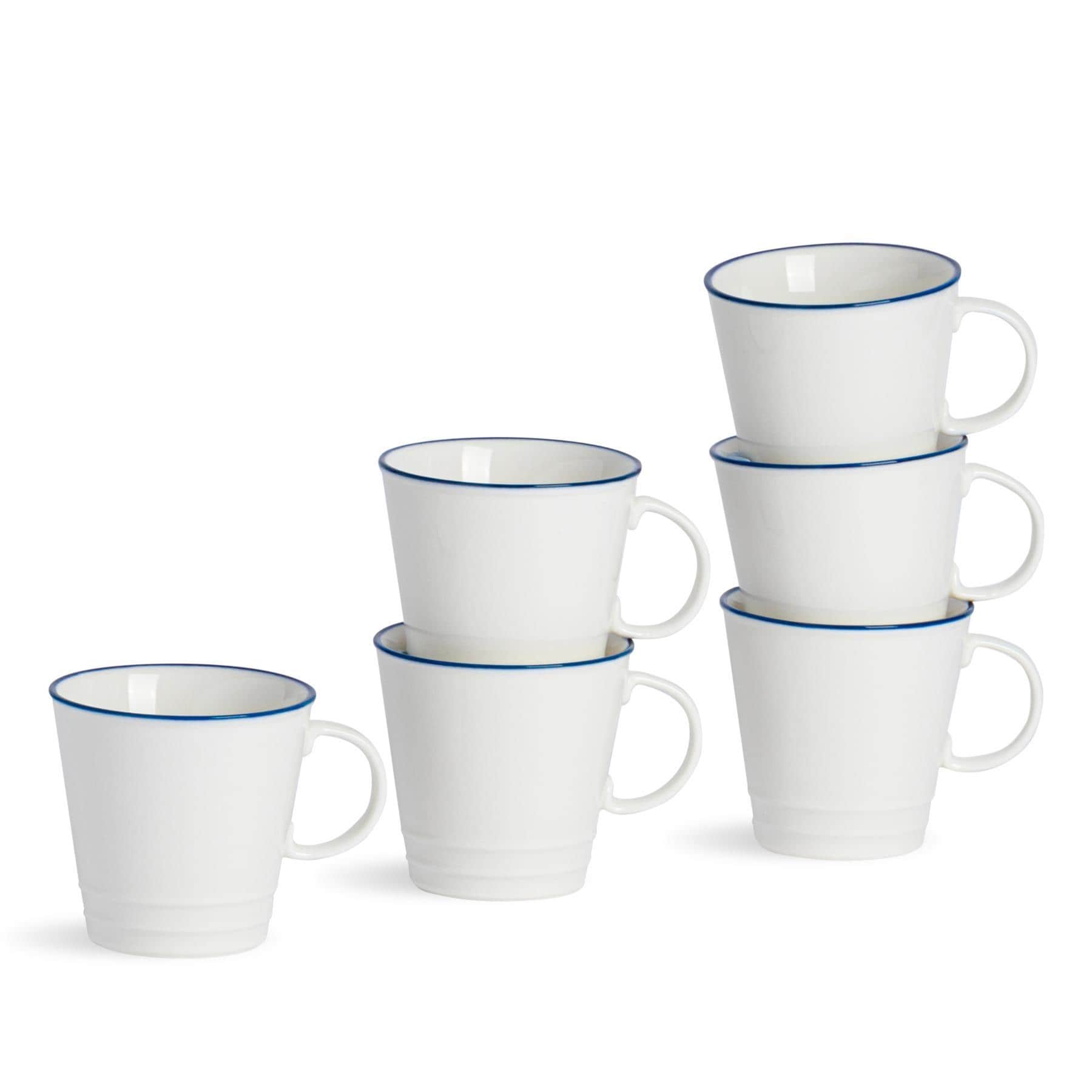 Nicola Spring White Farmhouse Espresso Cups - 90ml - Pack of 6 | White ...