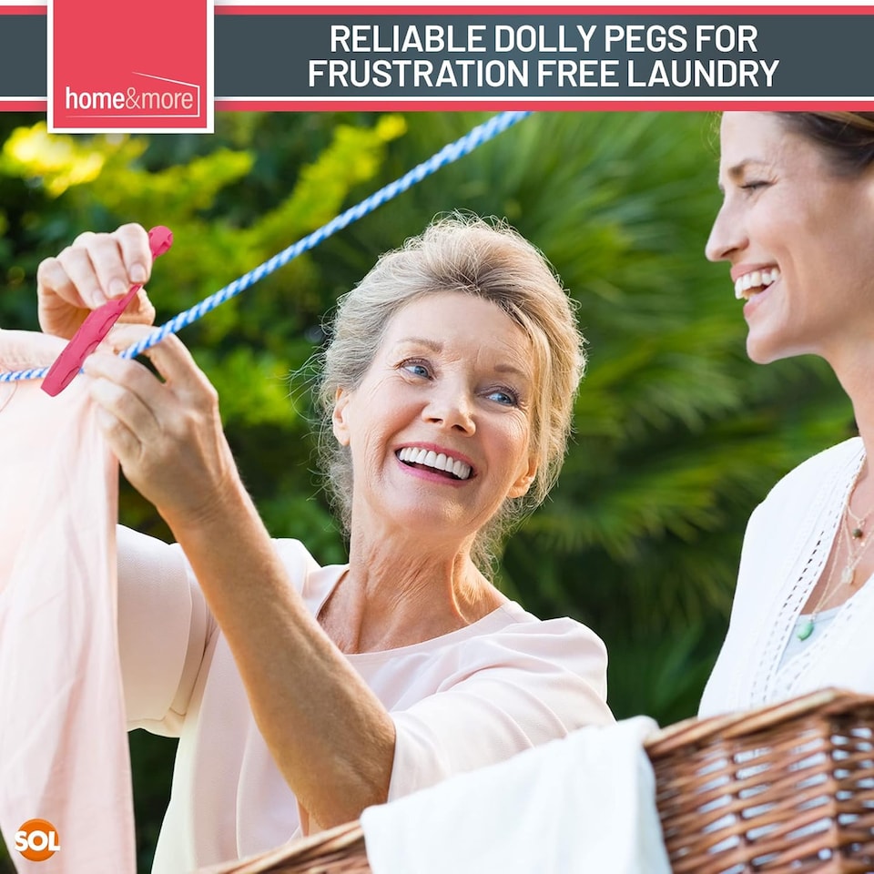 24pk Dolly Pegs for Washing Line – Heavy Duty Plastic Clothes Clips ...