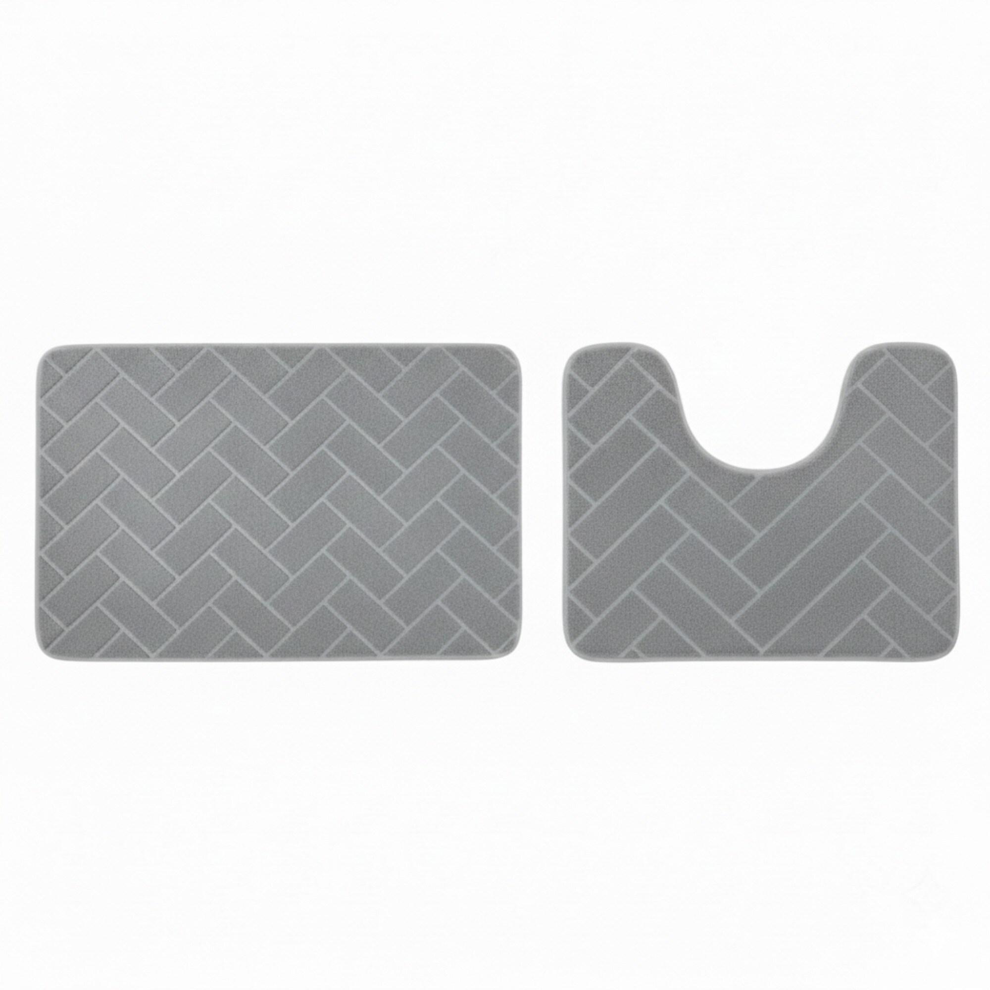 2 Piece Block Design Memory Foam Bath Mat Set Soft Absorbent Non-Slip ...