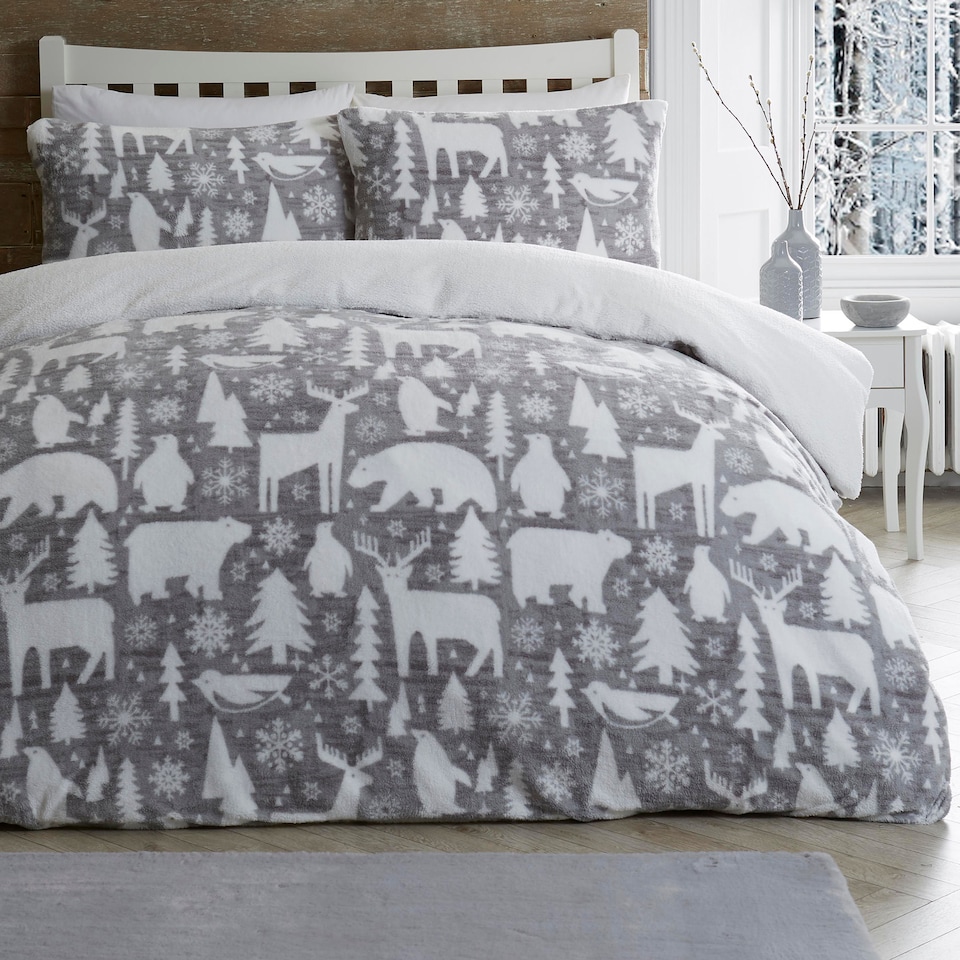 Fusion Arctic Animals Duvet Cover Set Grey - Tesco Groceries