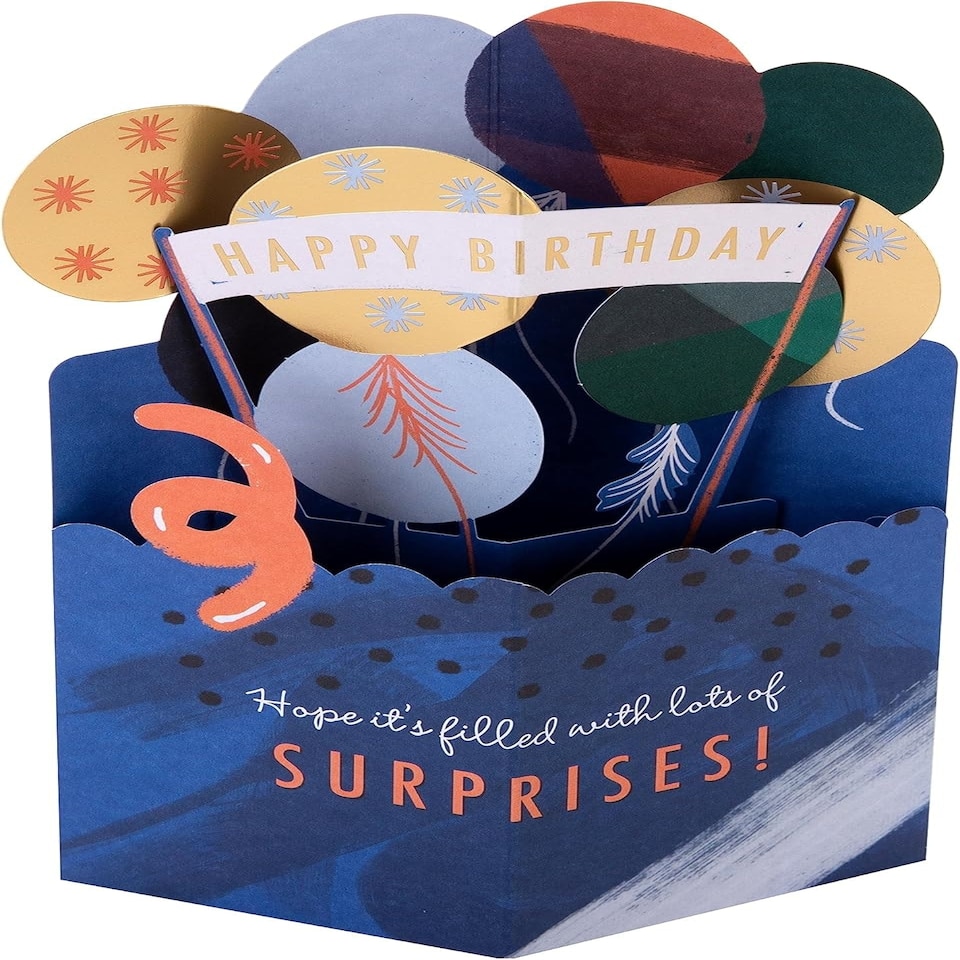 Classic 3D Pop-Up Balloons Design Birthday Card - Tesco Groceries