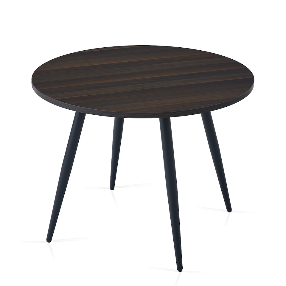 SONARA Modern Round Dark Walnut Dining Table with Velvet Chairs, 4 ...