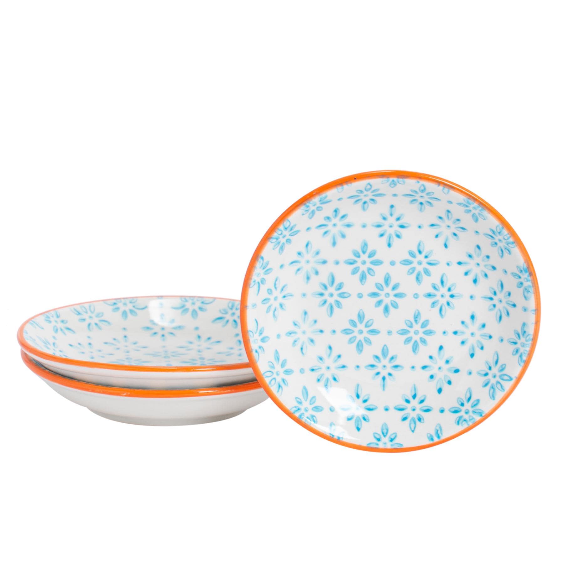 Nicola Spring Hand-Printed Sauce Dishes - 10cm - Blue - Pack of 3 ...
