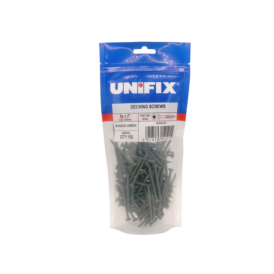 Unifix Decking Screws Pozi Csk Head Green Coating 8G x 2.1/2inch - Box ...