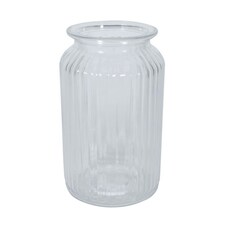 Clear Ribbed Glass Jar Flower Vase H18.5cm - Tesco Groceries